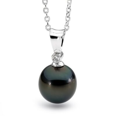 Singular Bezel Set Diamond & Pearl Pendant - Allure South Sea Pearls
