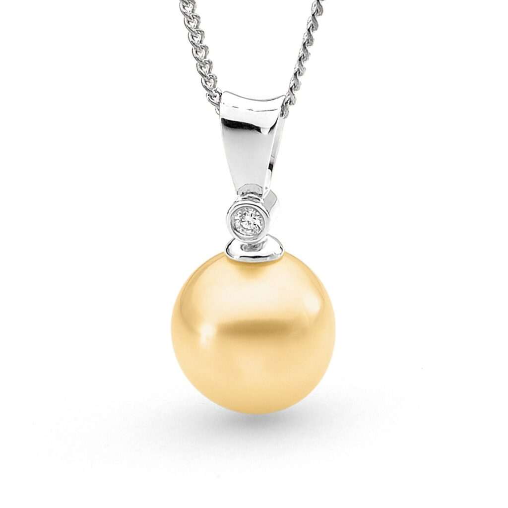Singular Bezel Set Diamond & Pearl Pendant | Allure South Sea Pearls