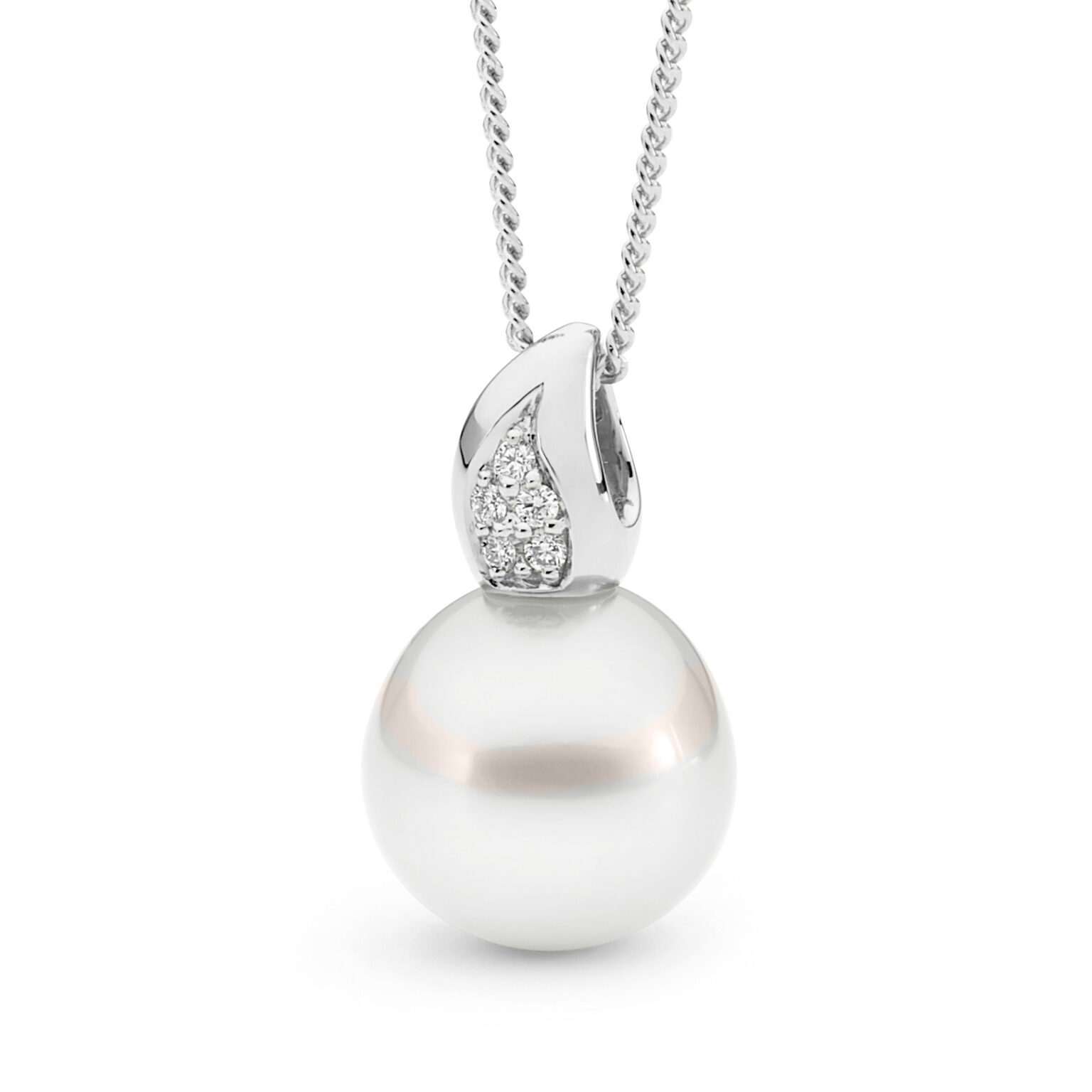 V Bale Pearl Pendant with Singular Bezel Set Diamond - Allure South Sea ...