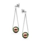 Bezel Set Chain Loop Earrings - Allure South Sea Pearls