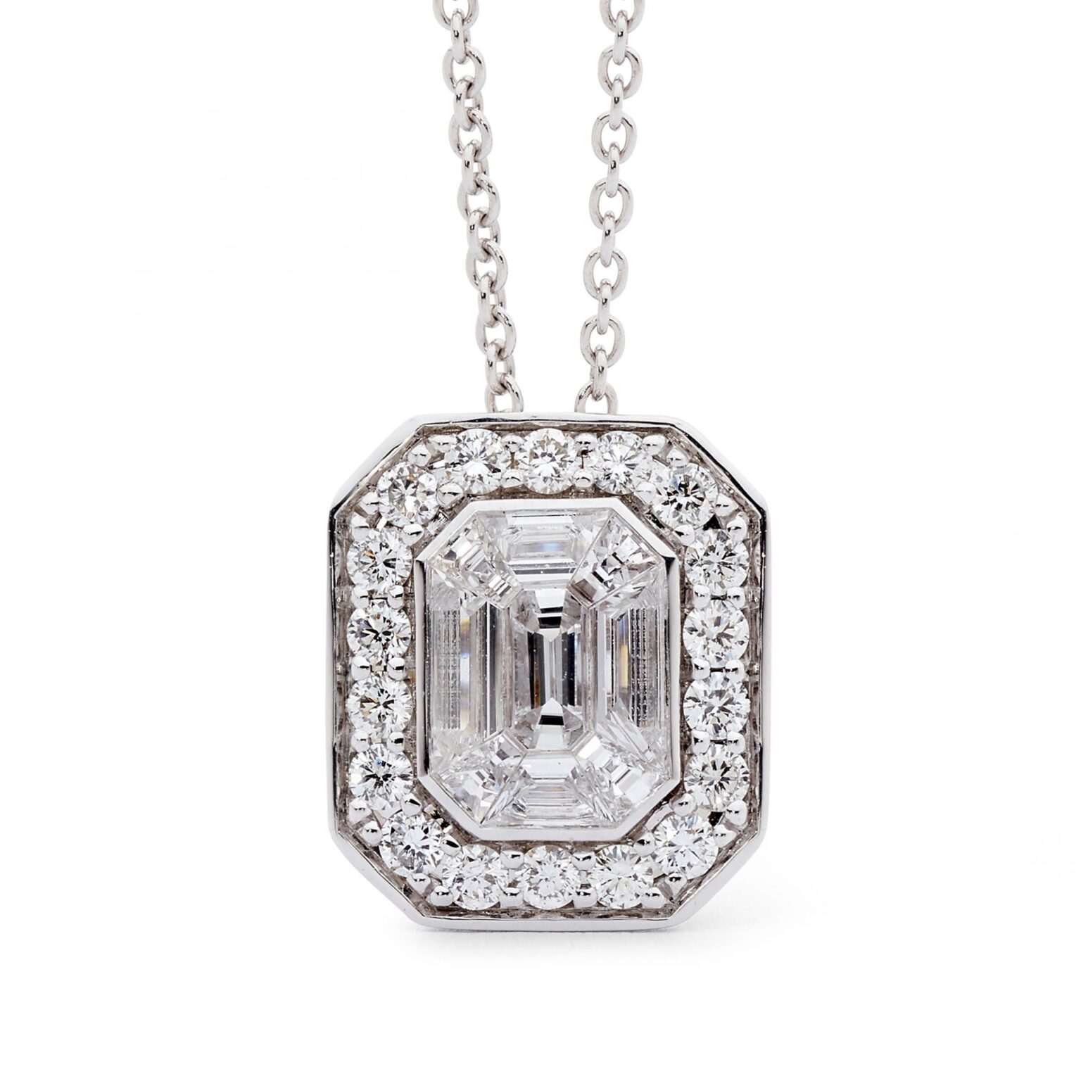 Aura Emerald Cut Diamond Slider Pendant | Allure South Sea Pearls