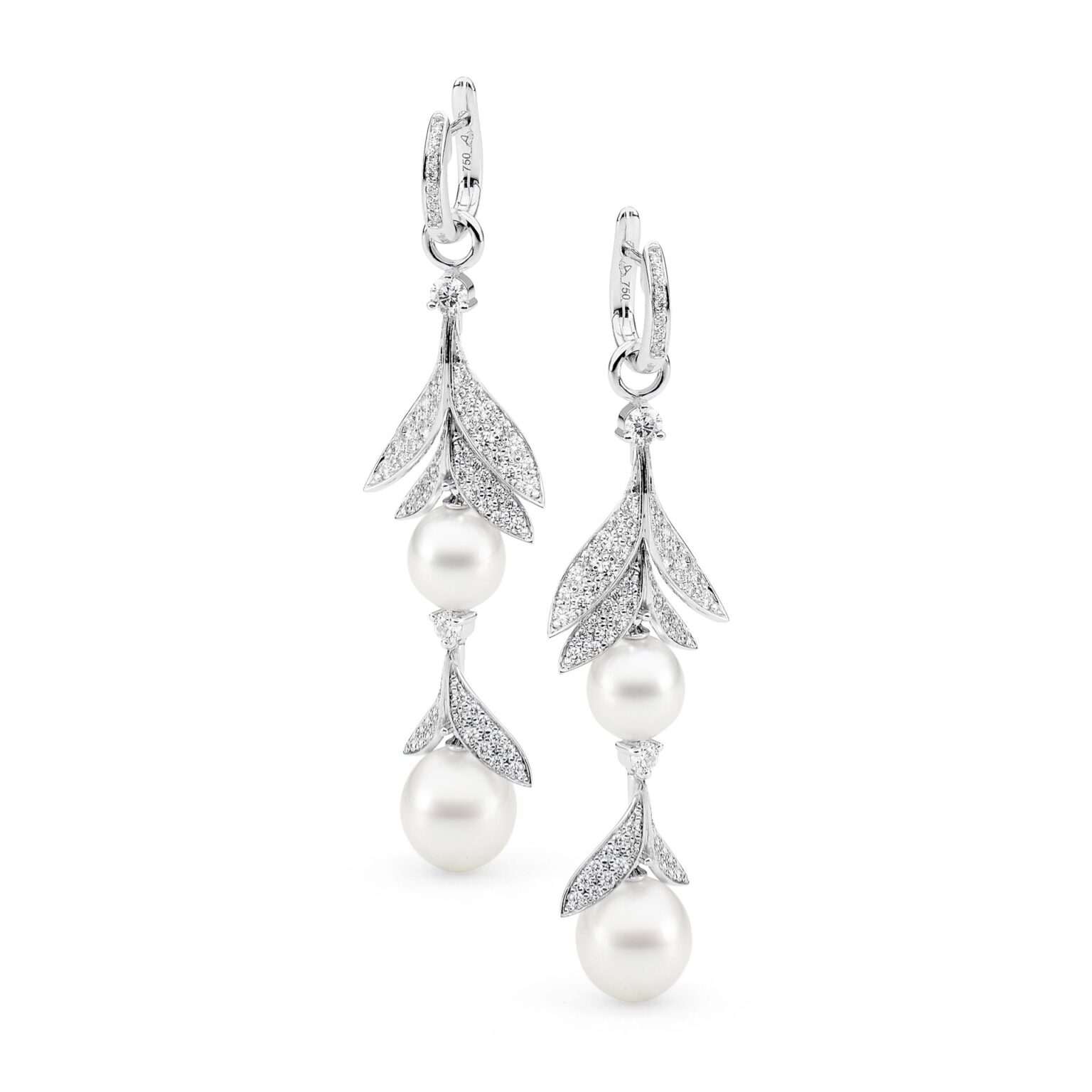 Double Diamond Tropical Earring Attachments | Allure South Sea Pearls