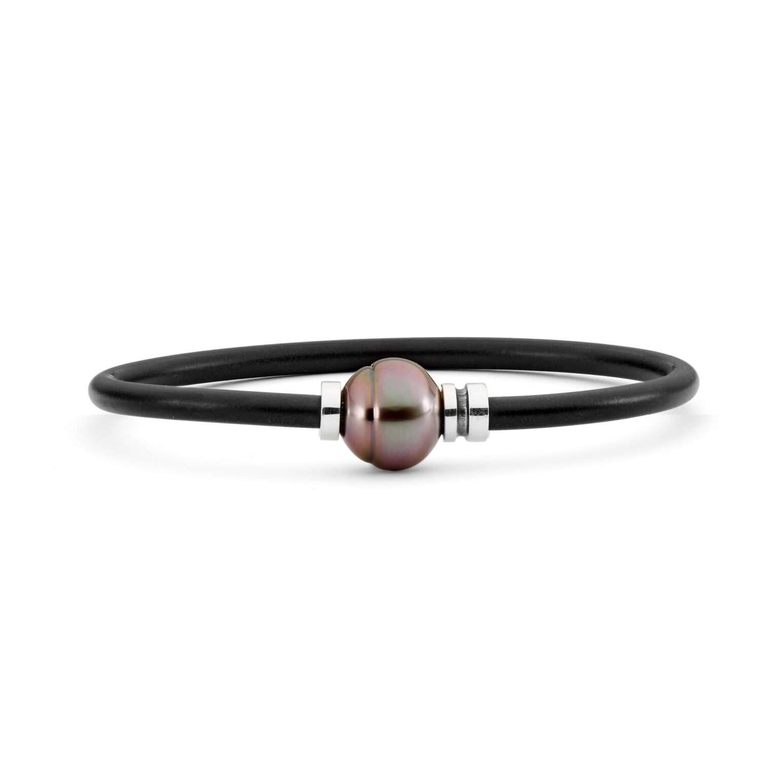Tahitian Pearl Silver Neoprene Bracelet | Allure South Sea Pearls