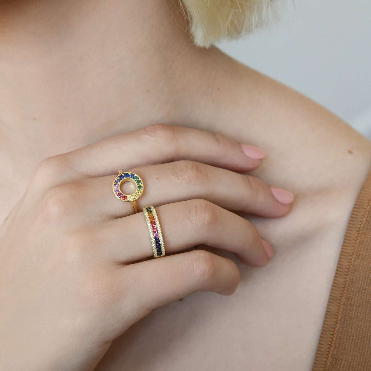 Rainbow Sapphire & Diamond Ring - Allure South Sea Pearls