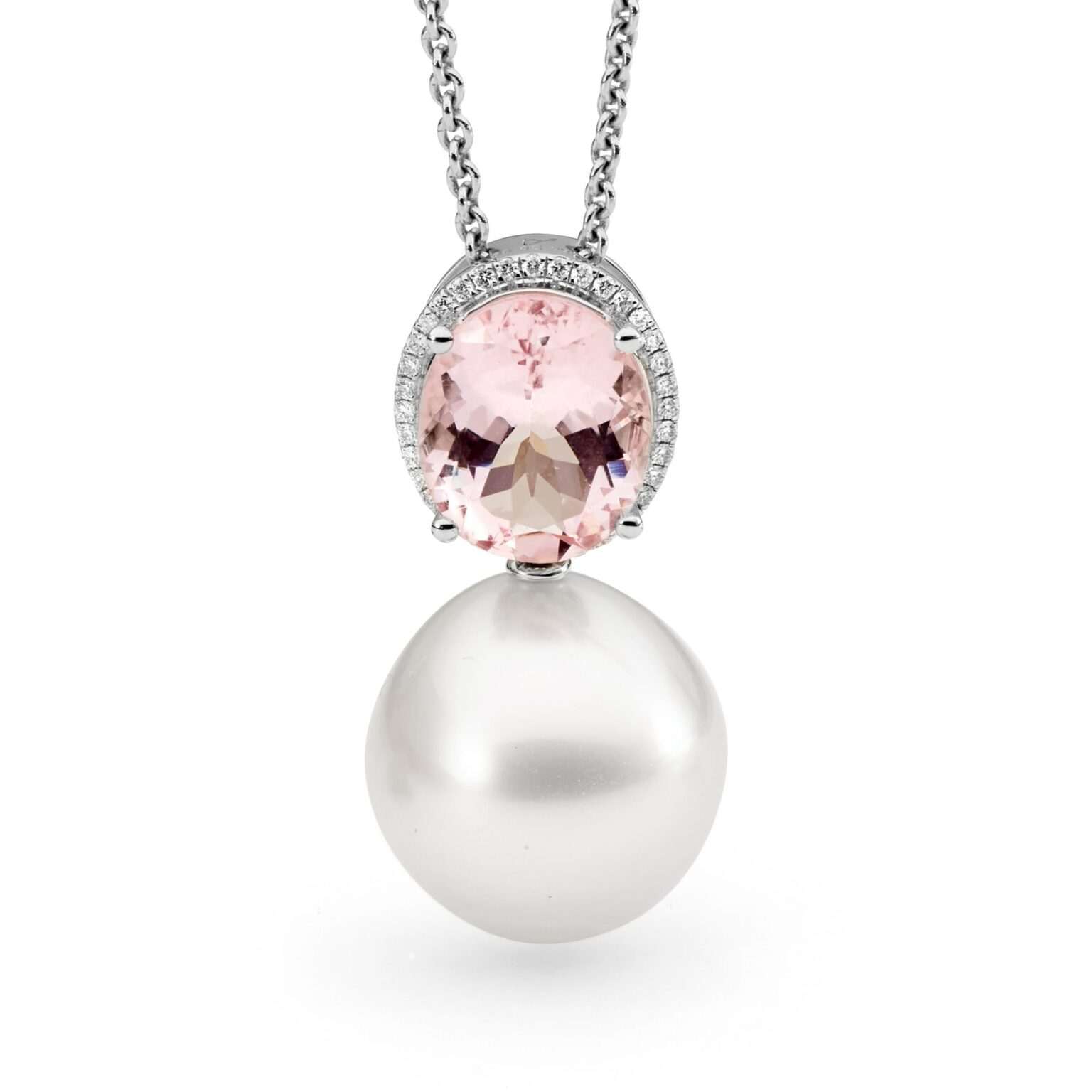 Morganite & Pearl Pendant - Allure South Sea Pearls